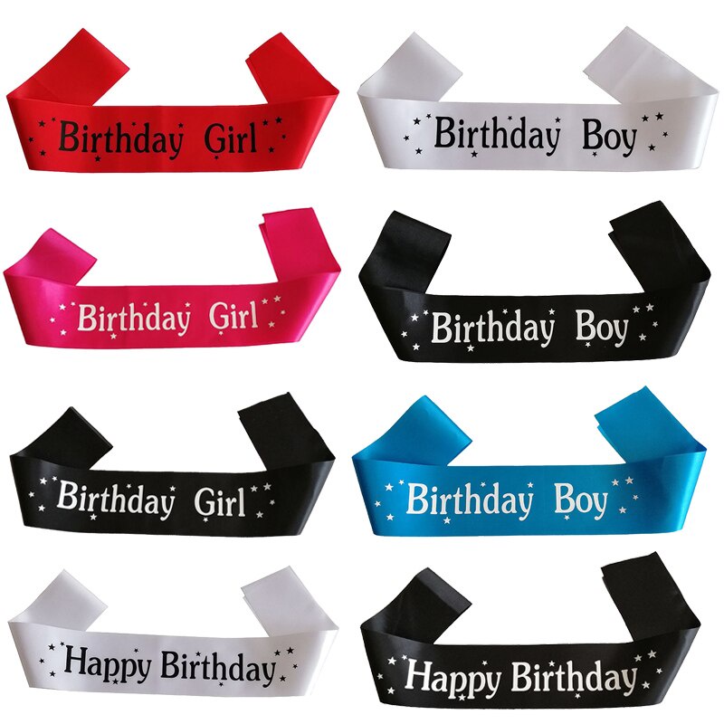 Sash Girl Birthday Princess Ribbons Sash Birthday Party Accessory Boy ...