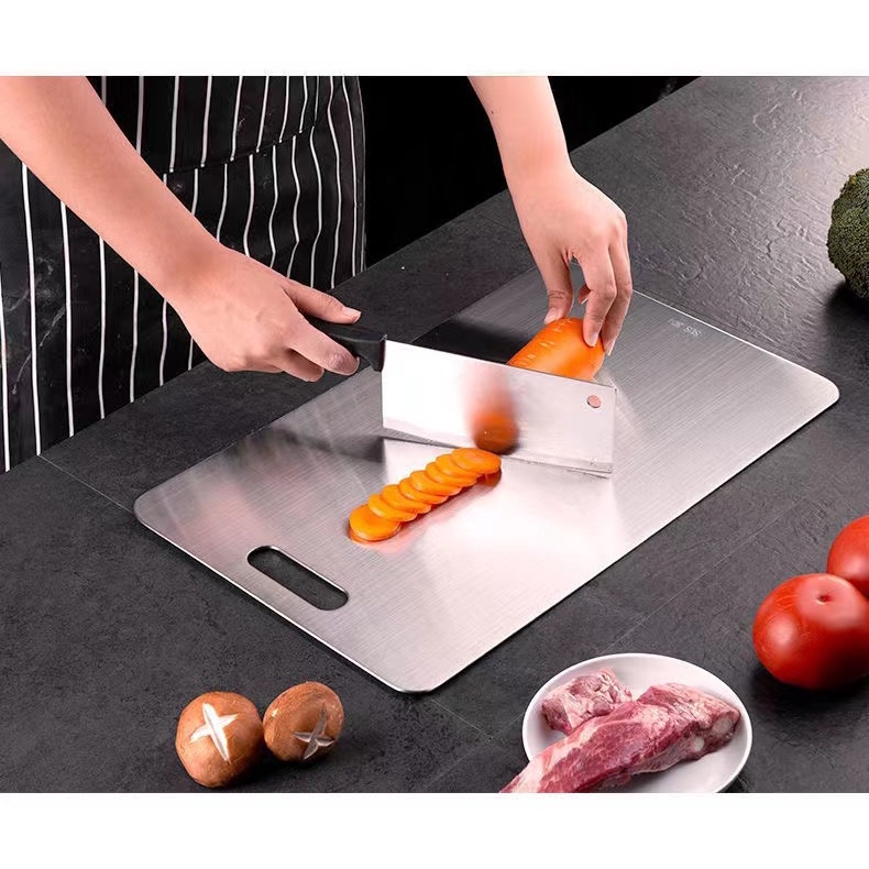 Double Sided Stainless Steel Antibacterial Chopping Board Kitchen ...