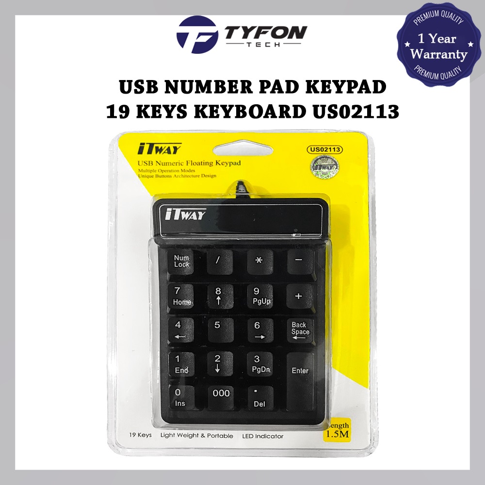 USB Number Pad Numpad Numberic Keypad 19 Keys Keyboard Black (US02113 ...