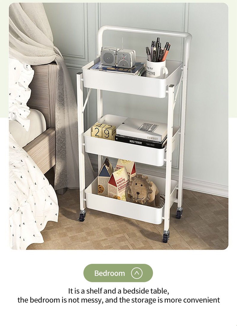 Kitchen Shelf Movable Storage Cart / 3 Tier Multi-functional Trolley ...