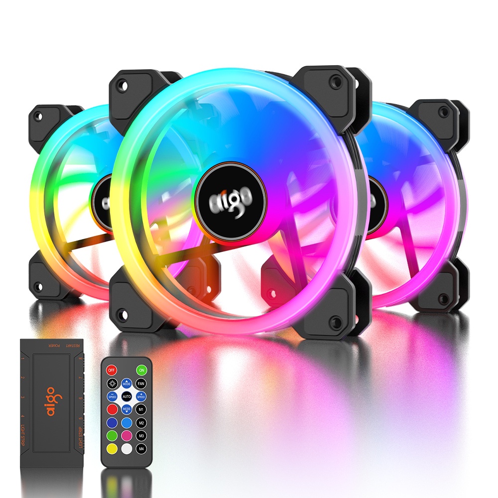 Aigo DR12 3fans with control RGB FAN 120mm Dual Ring light PC cooling ...