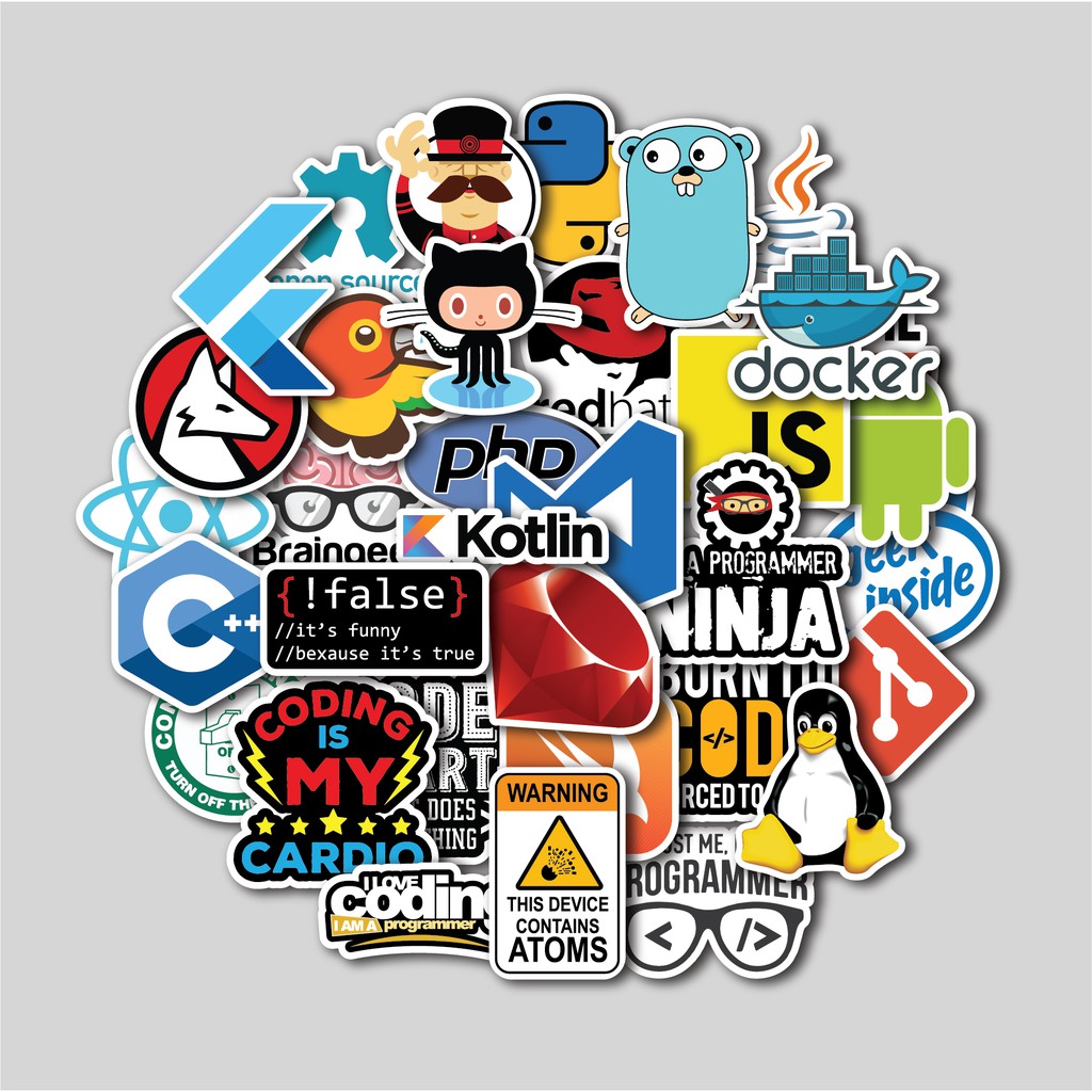 Sticker PACK PROGRAMMING & CODING | Laptop TUMBLR STICKER | Helmet ...