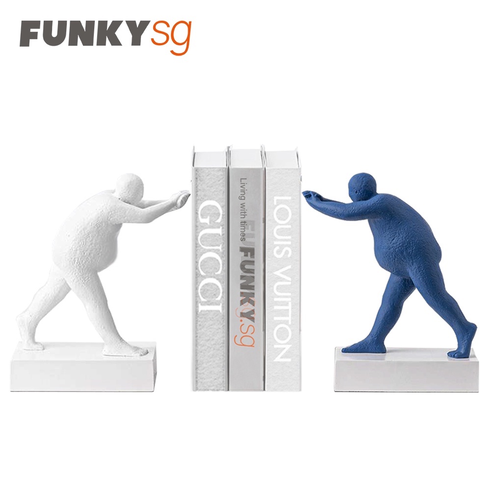 Decorative Sculpture Bookend, Pushing Man Art Book Stand | Shopee Singapore