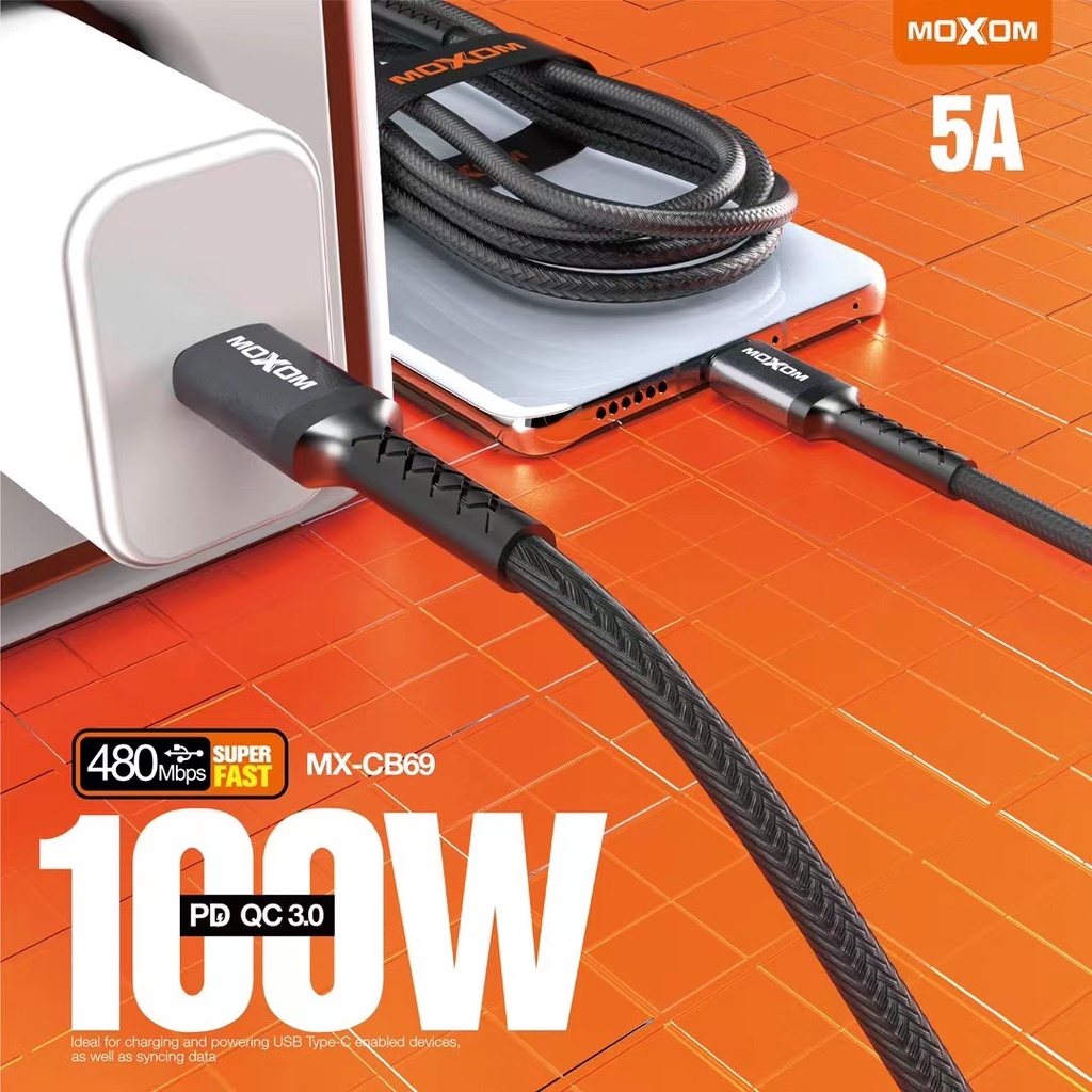 MOXOM MX-CB69 PD 100W 5A 480Mbps Super Fast Charger QC 3.0 Type C to ...