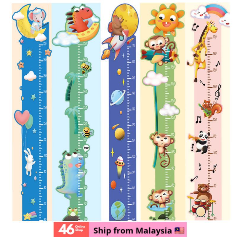 Unicorn Flamingo Kids Growth Chart Height Wall Sticker Measure Cartoon ...