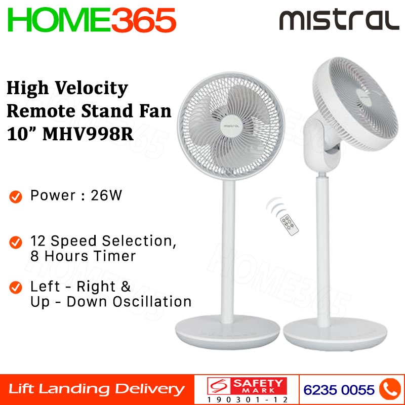 Mistral Mimica High Velocity Stand Fan With Remote Control 10Inch ...