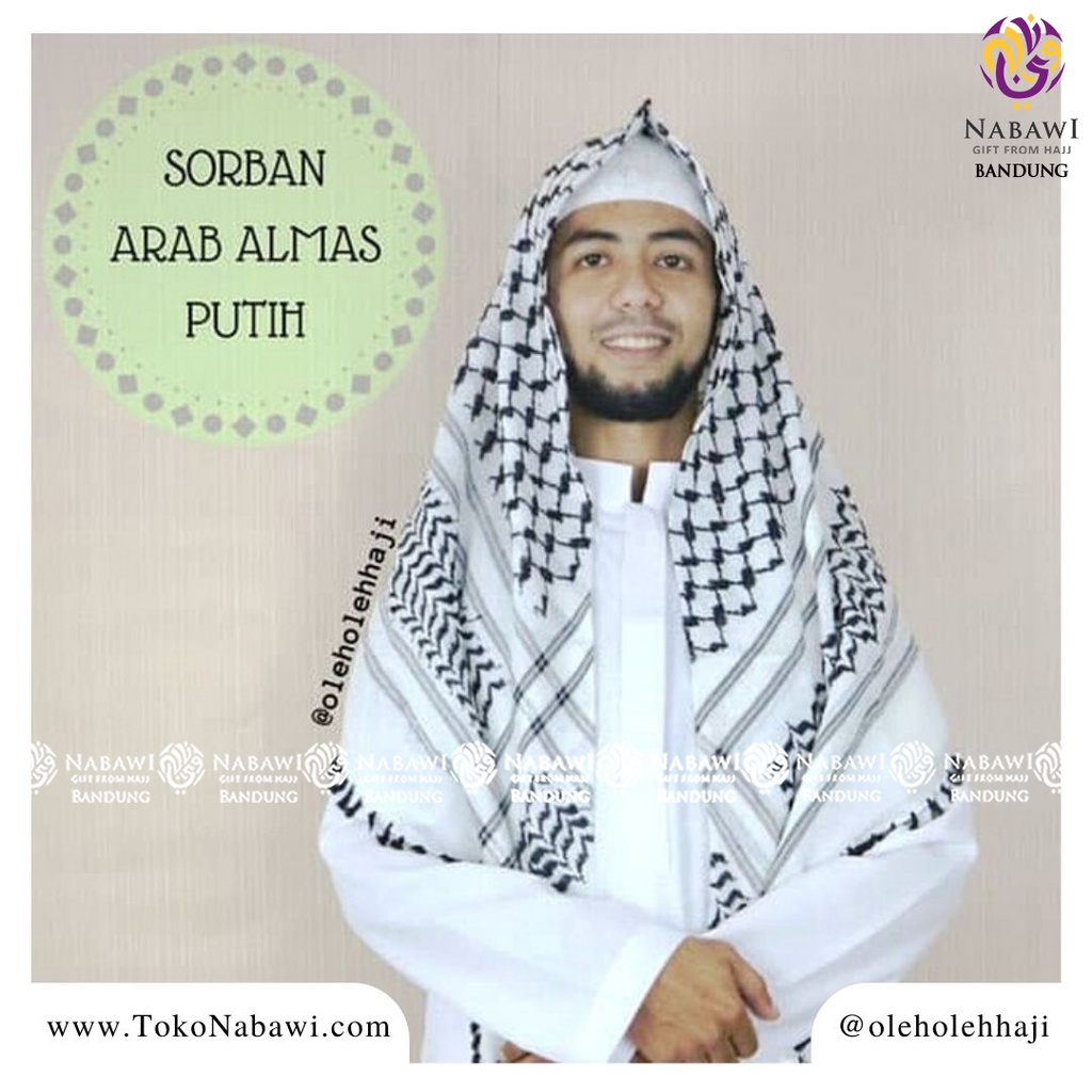 PUTIH HITAM Almas Arafat Black And White Turban/Arabic Turban/By Hajj ...