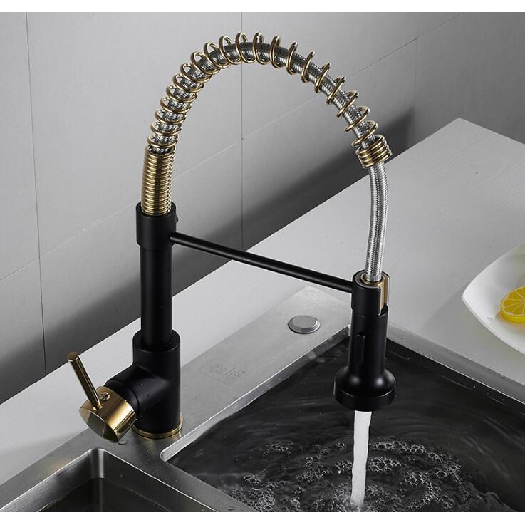 Lead-Free Commercial Solid Brass Single Handle Pull Down Sprayer Spring ...