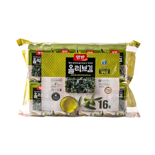 DONGWON Olive Oil Roasted Laver Seaweed 4g x 16p [Korea] | Shopee Singapore