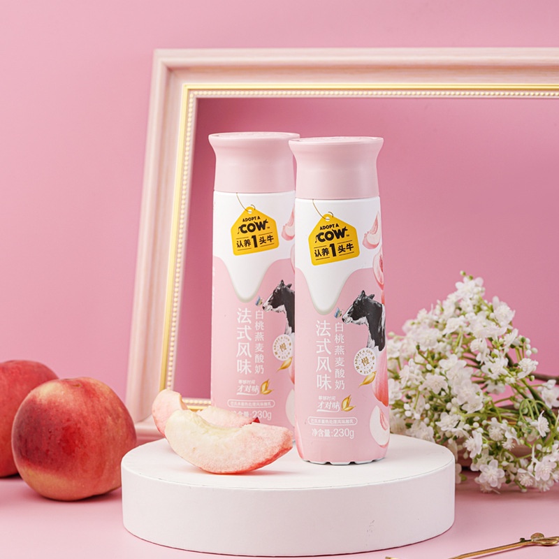认养一头牛常温酸奶PET 230g*10瓶（白桃燕麦）箱Adopt a Cow yogurt Oat Peach Flavor 230g*10/ 1 box | Shopee Singapore