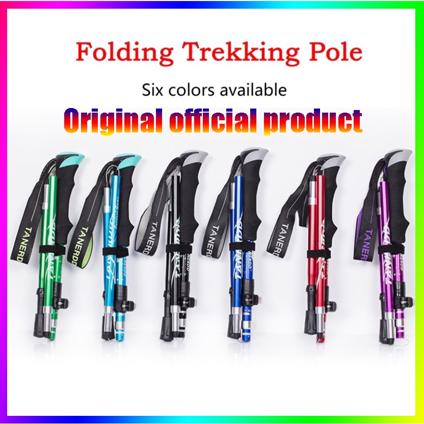 Collapsible Tri-fold Trekking Hiking Poles Carbon Fiber Walking Stick ...