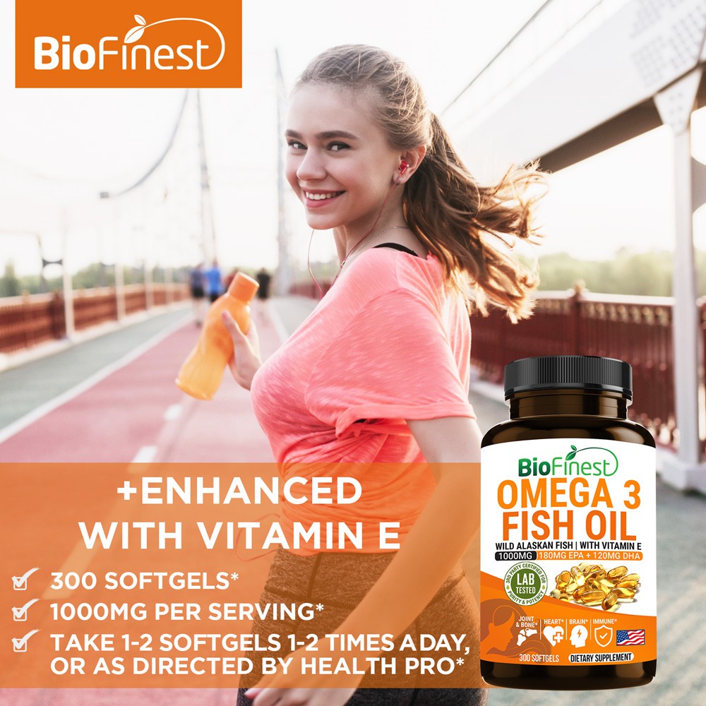 Biofinest Omega 3 Fish Oil 1000mg - Wild Alaskan Fish Natural Vitamin E ...