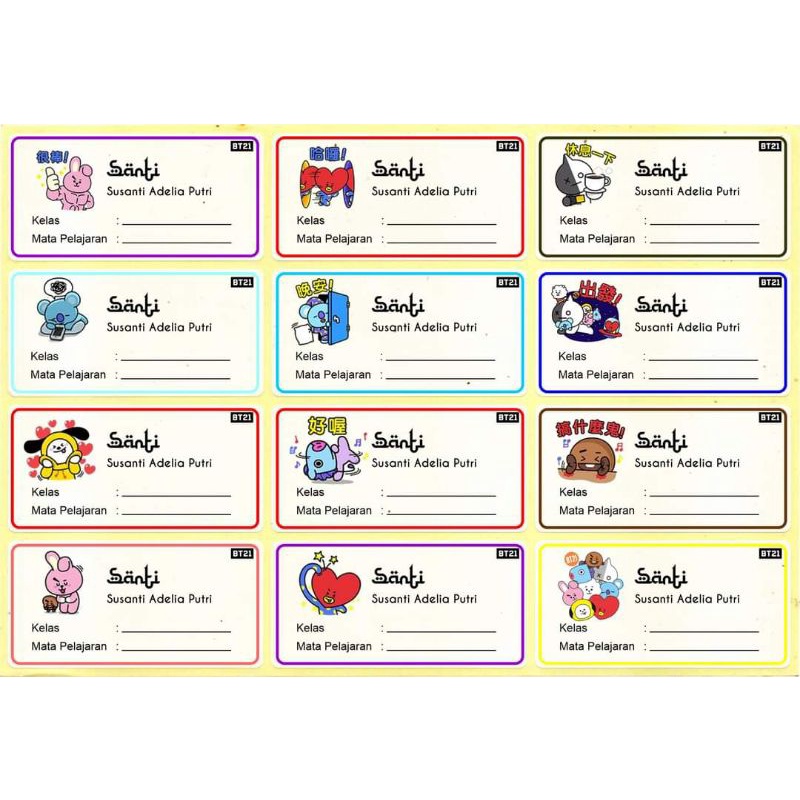 MATA Custom School Children's Subject Label Stickers Name and Photo ...