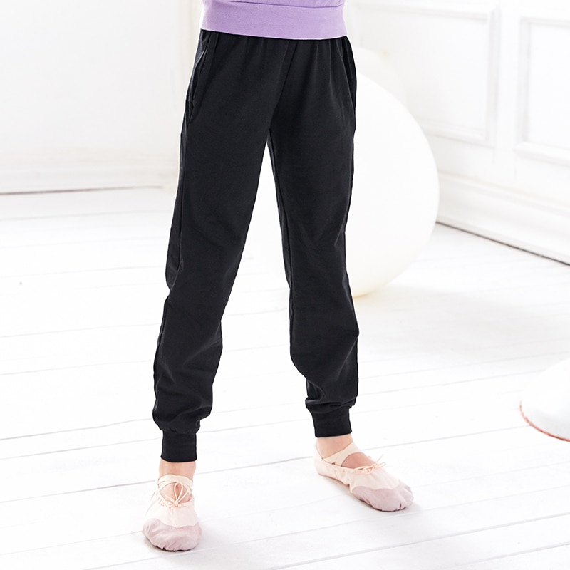 Girls Kids Ballet Dance Pants Cotton Black Mid Waist Hiphop Gymnastic ...