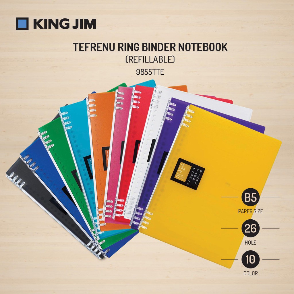 KING JIM TEFRENU 9854/9855TTE Ring Binder Notebook A5/B5 (Refillable ...