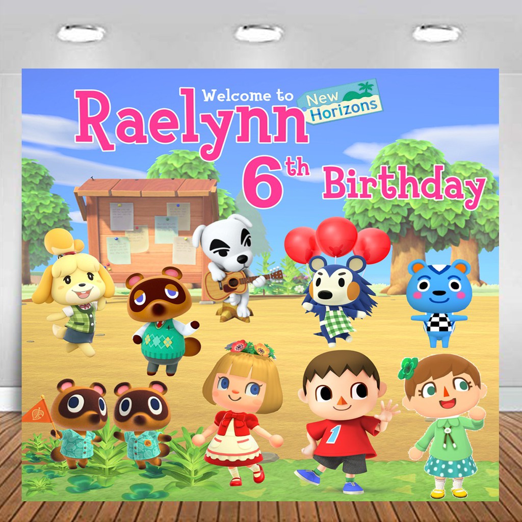 HIASAN DINDING Animal Crossing Backdrop Flexi Banner Birthday ...