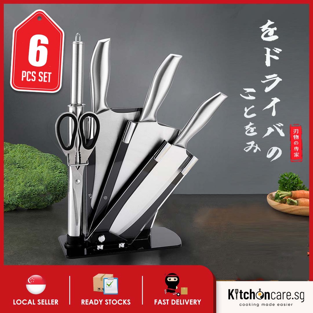*SG SELLER* 🔪 6 Pcs Japanese Non Stick Premium Stainless Steel Knife ...