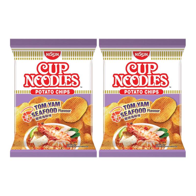 [Bundle of 2] Nissin Cup Noodles Potato Chips Tom Yam Seafood 70g [Japanese] | Shopee Singapore