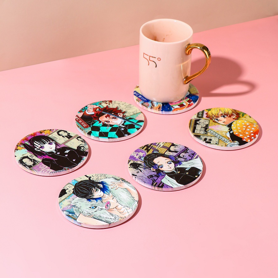 Japanese Anime Demon Slayer Ceramic Insulation Coaster Kitchen Gate ...