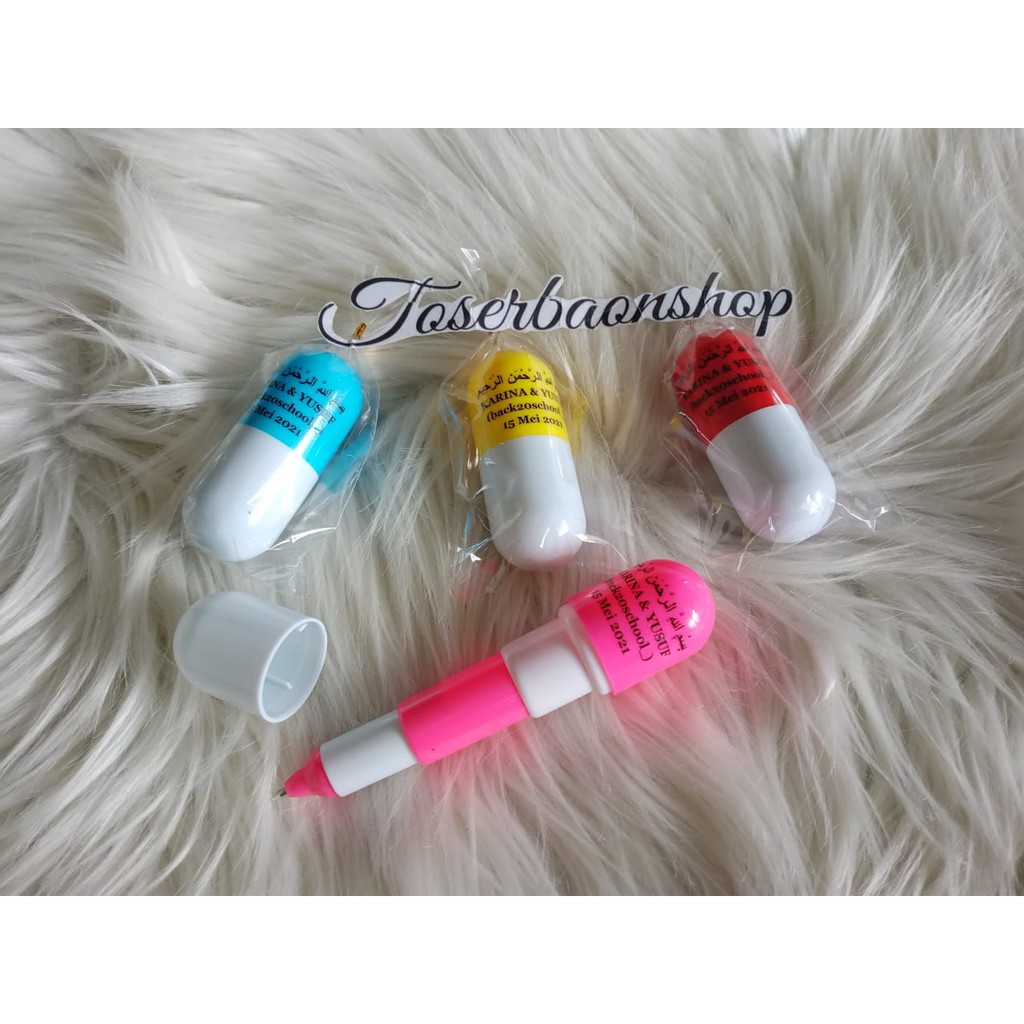 100pcs Wedding Souvenir pen Capsule pen With Name Screen Printing ...