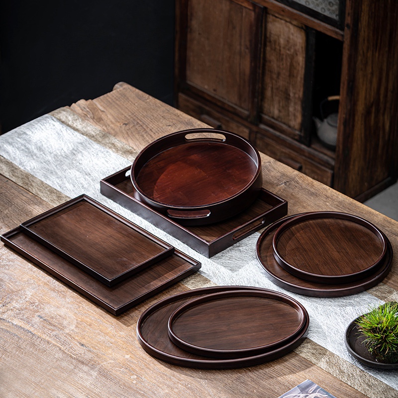 Walnut Color Bamboo Tray Tea Art Pot Cup Holder Pad Storage Box ...