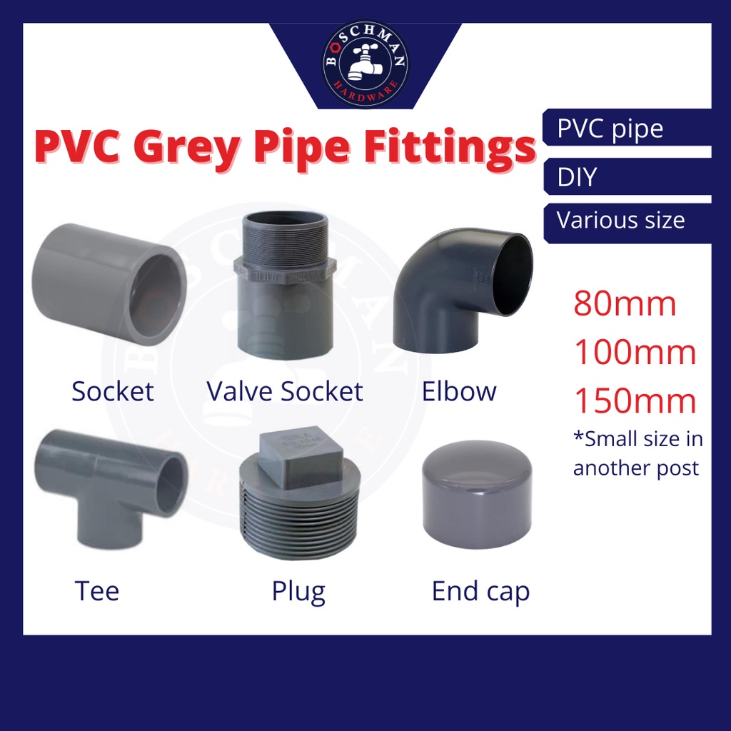 PVC Pipe Joint PVC Pipe Joint Fitting Connector Penyambung Paip DIY PVC Grey Pipe Paip Kelabu ...