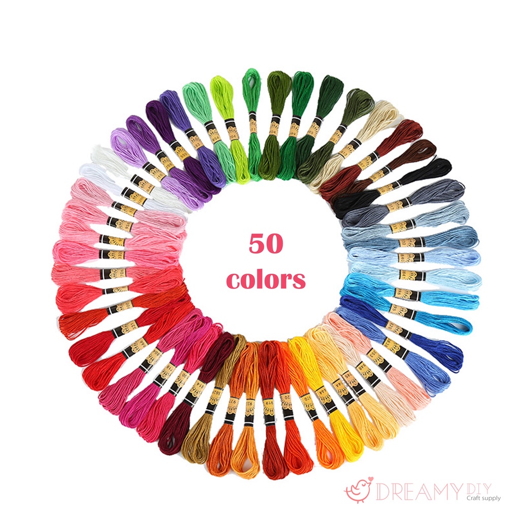 READY STOCK 12/24/50 PCS COLOR Embroidery threads floss/ Benang Sulaman ...