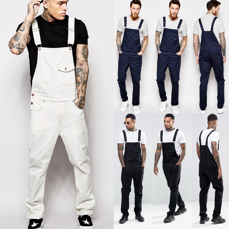 Men Denim Jumpsuit Skinny jeans Denim Pant Overalls Long Trouser Casual ...