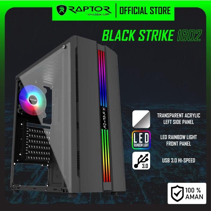 Gaming Case PC RAPTOR Black Strike 1602 Transparent Acrylic/LED RGB ...