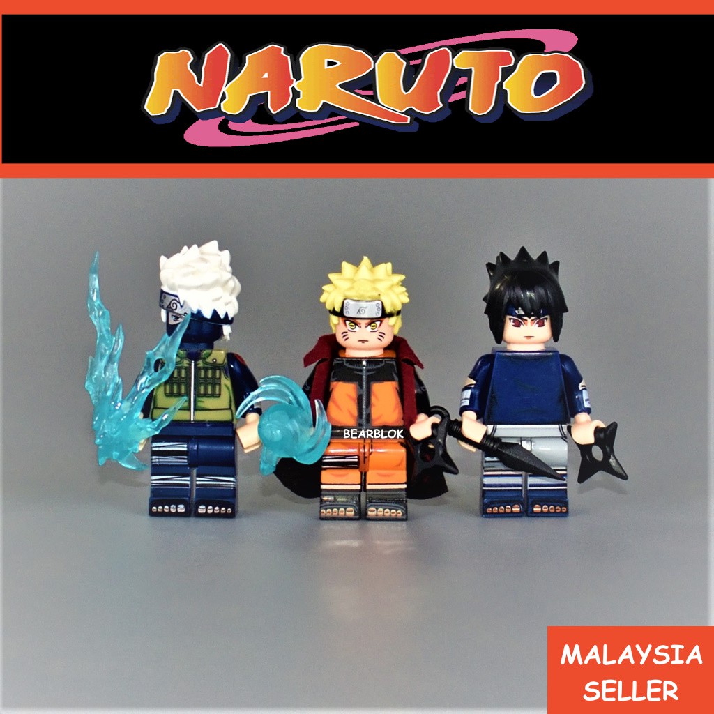 Naruto Sasuke Kakashi 3 piece Minifigure Naruto Anime Watak Permainan ...