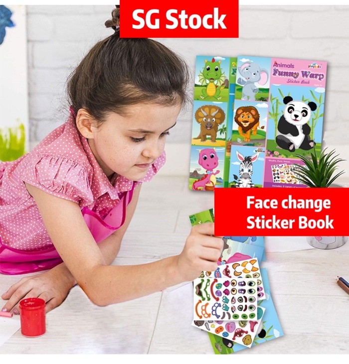 [SG] Kids Sticker Book New DIY Sticker Book Make a Face Puzzle Book ...