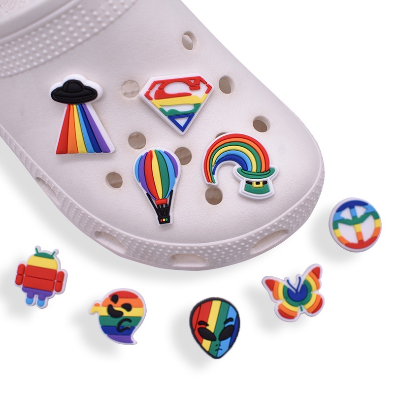 Rainbow Series Croc Design Jibitz Diamond Butterfly Alien Clogs Shoes ...