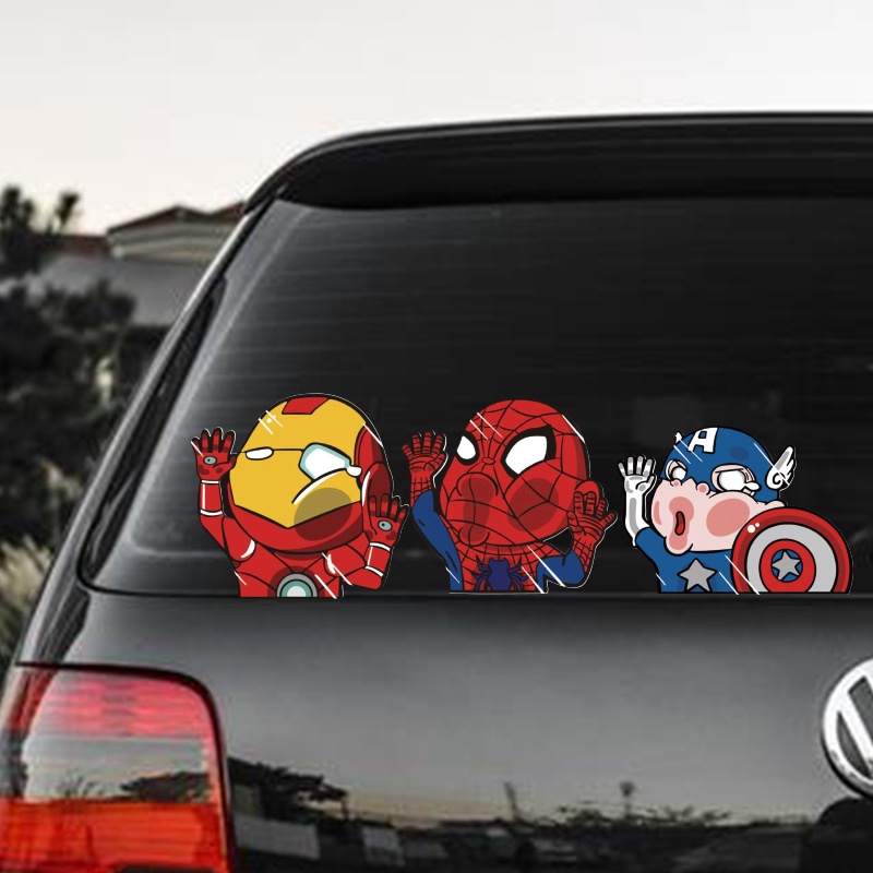 Funny Cartoon Marvel Avengers Super Hero Car Sticker Superman Spiderman ...