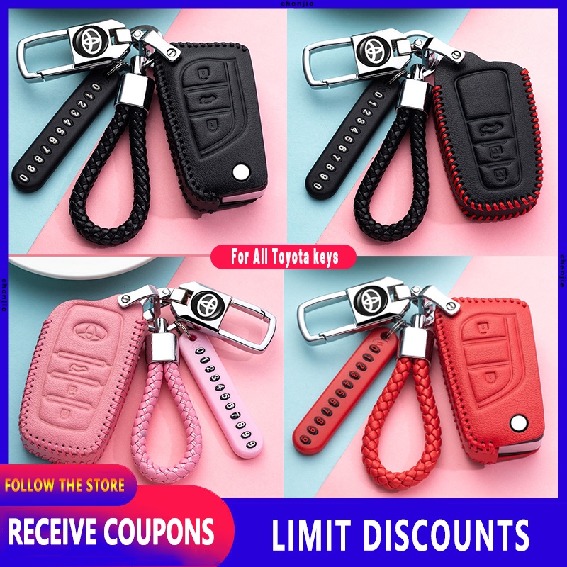 high quality leather for Toyota key cover Remote key case with key ...
