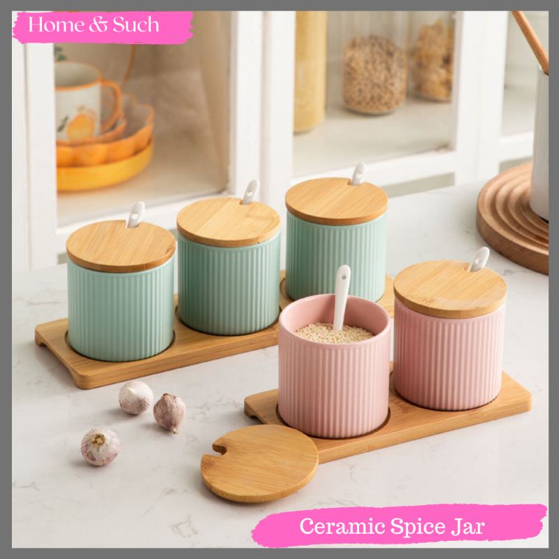 Marble Container Spice Jar Ceramic Spice Jar Spice Canister Bekas Rempah Ratus Bekas Garam Gula