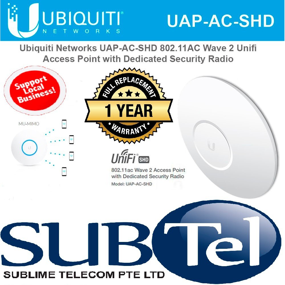 UAP-AC-SHD Ubiquiti Networks UniFi Wave 2 802.11AC Access Point With Dedicated Security Radio ...