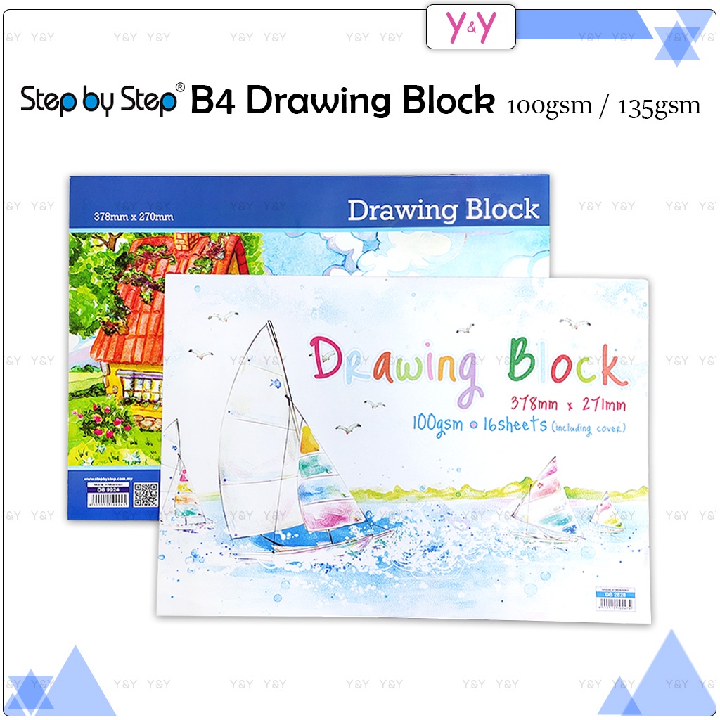 Step by Step B4 Drawing Block / Drawing Paper Art Sketching Book / Buku ...