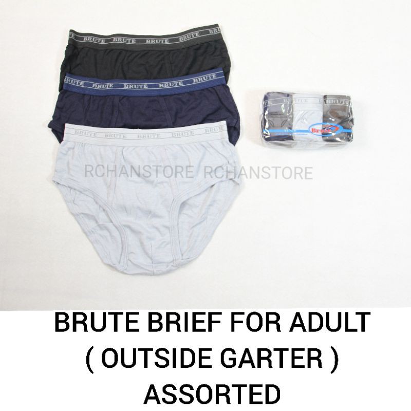 BRUTE BRIEF FOR ADULT 3pcs per pack ( OUTSIDE GARTER) ( ASSORTED ...