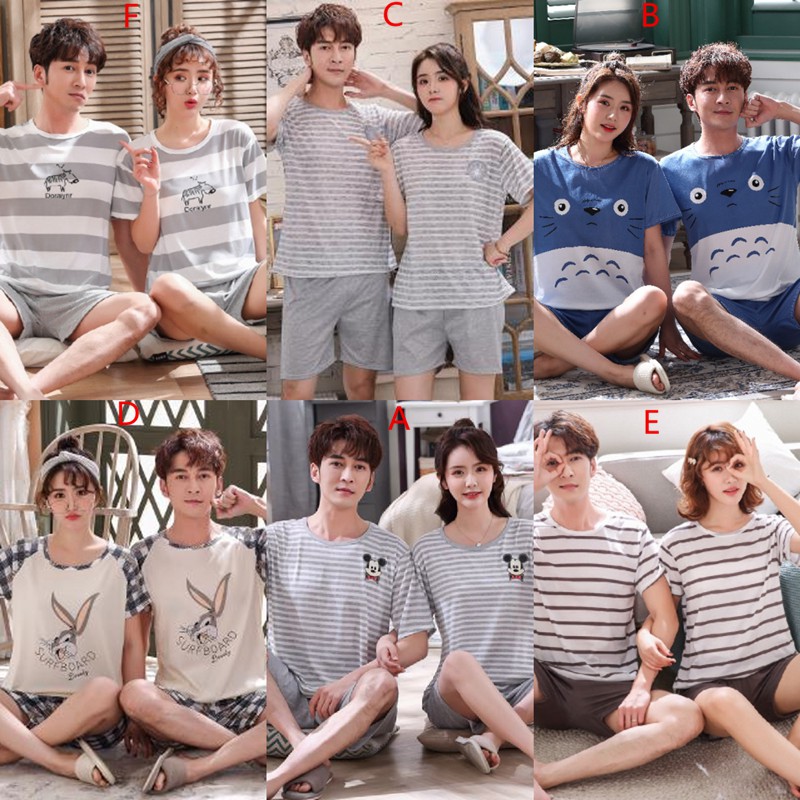 Couple Pajamas Set Women Men Cartoon Casual Long-sleeved Pyjamas ...