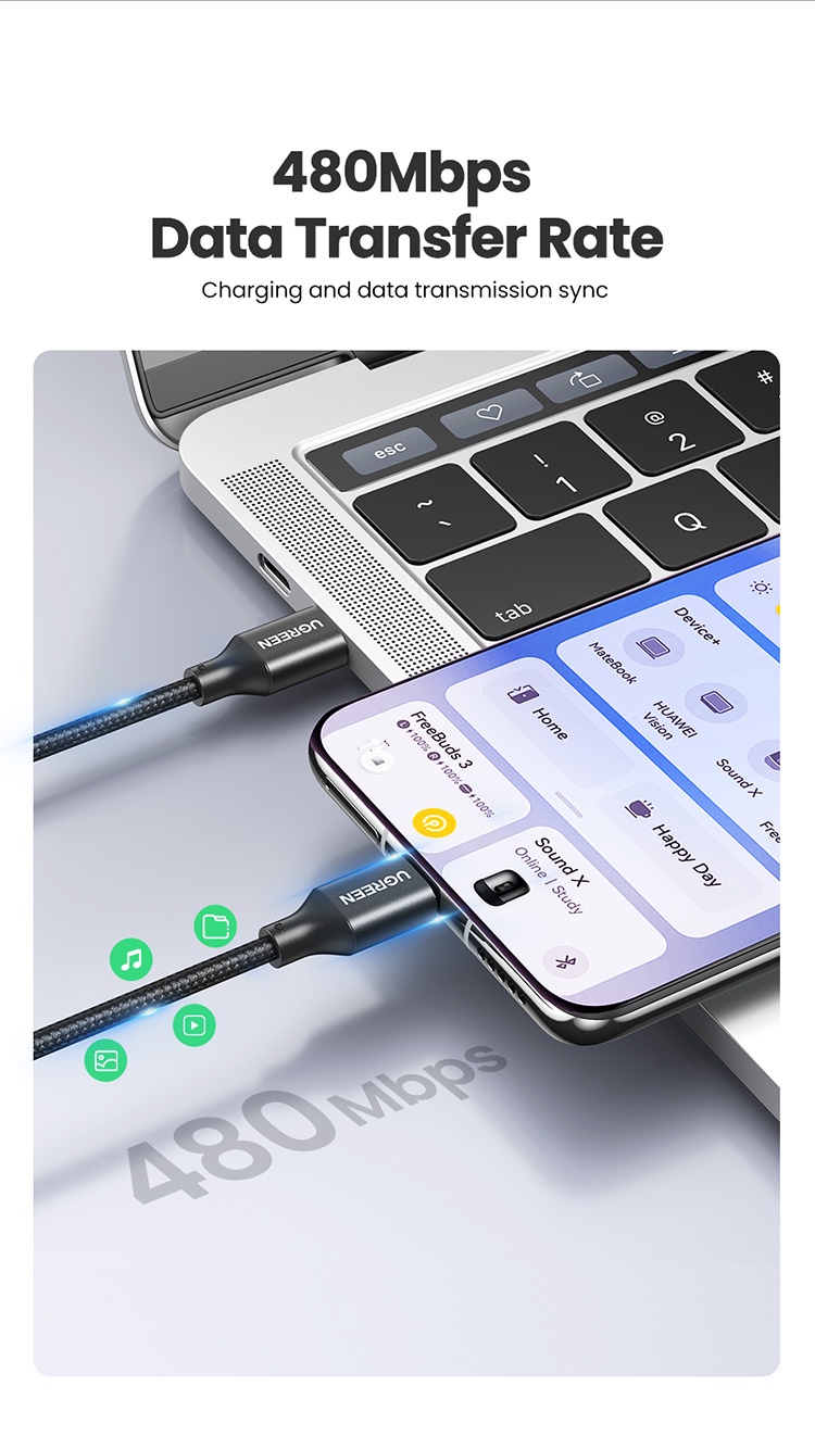 Ugreen 6A USB Type C Cable for Huawei P40 Pro Mate 30 P30 Pro Supercharge 100W Fast Charging USB ...