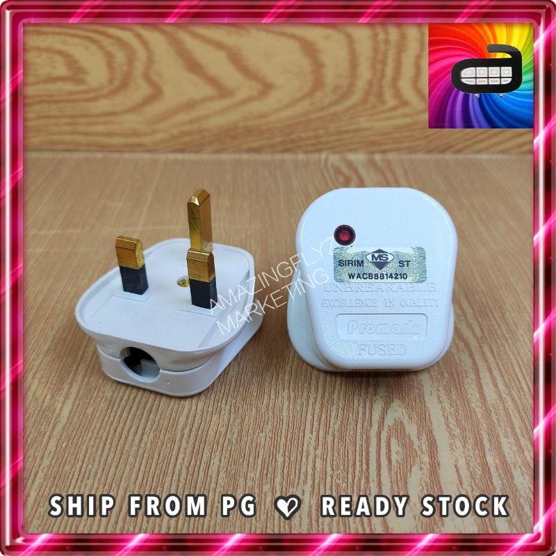 13A 3 Pin Plug Top with Neon Light SIRIM(1pcs) | Shopee Singapore