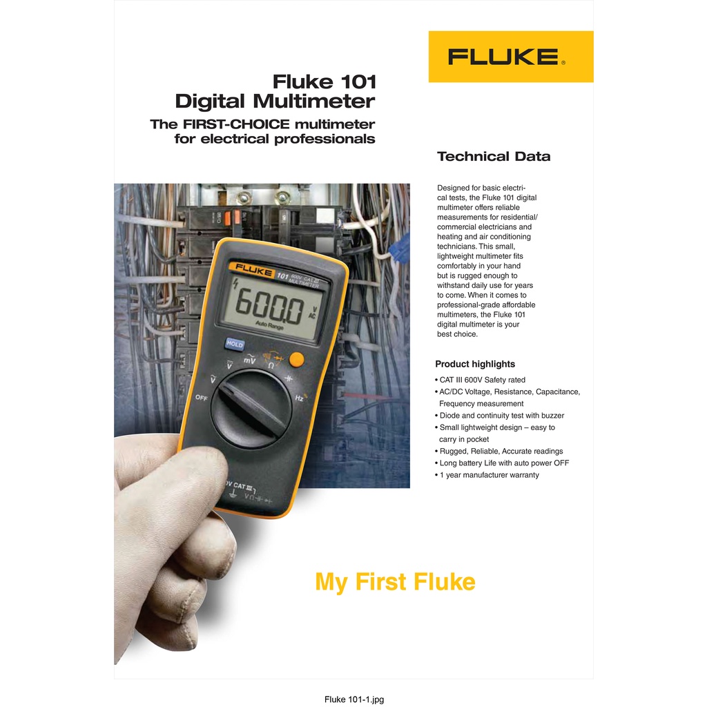 FLUKE 101 Digital Mutimeter Pocket Tester Kit Portable Multimeter ...