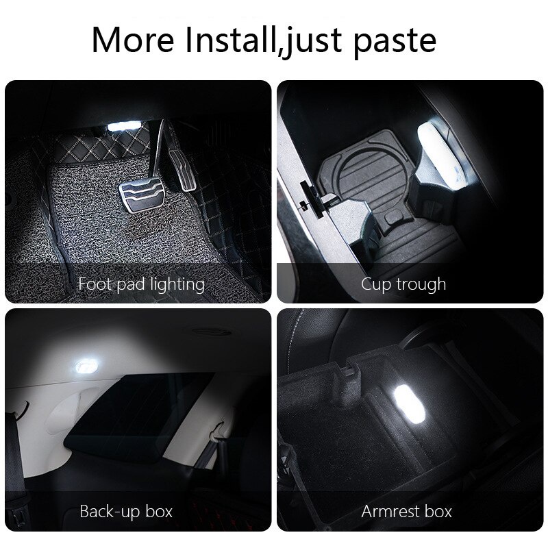 RGB Mini Car LED Light Touch Switch Wireless Car Interior Ceiling ...