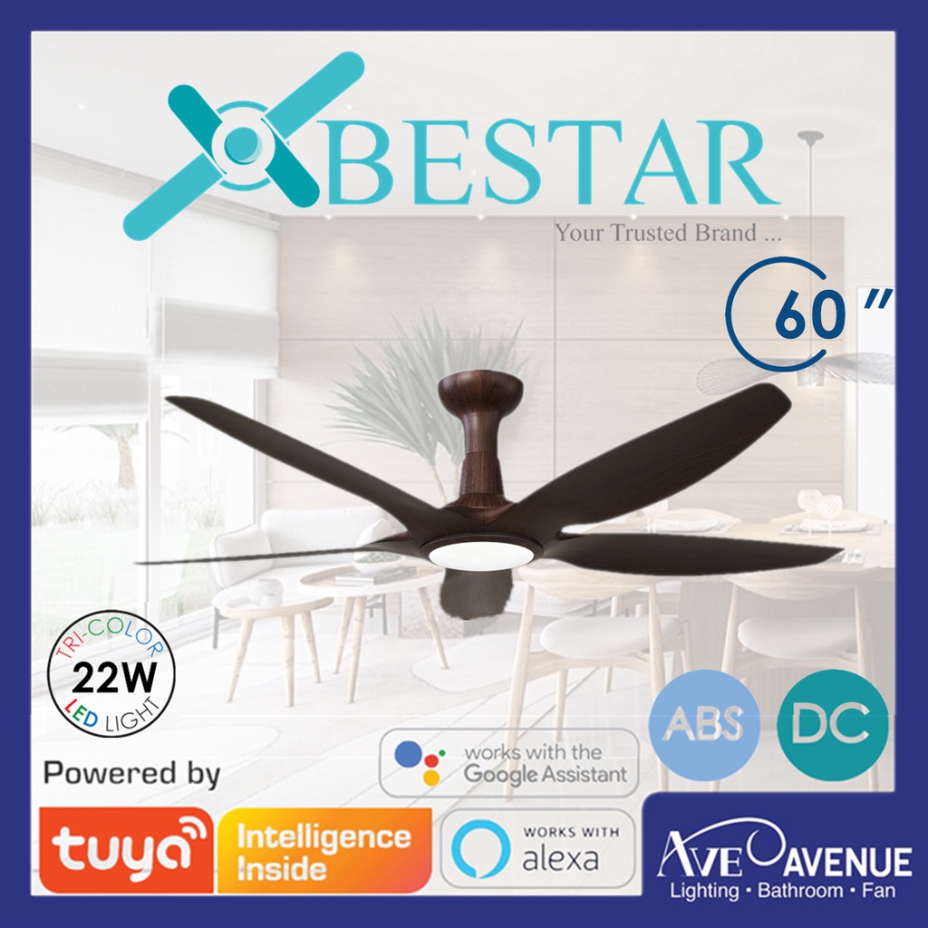 BESTAR RAPTURE 5Blade Smart WiFi DC Motor Ceiling Fan 48/60 Inch w 3 ...