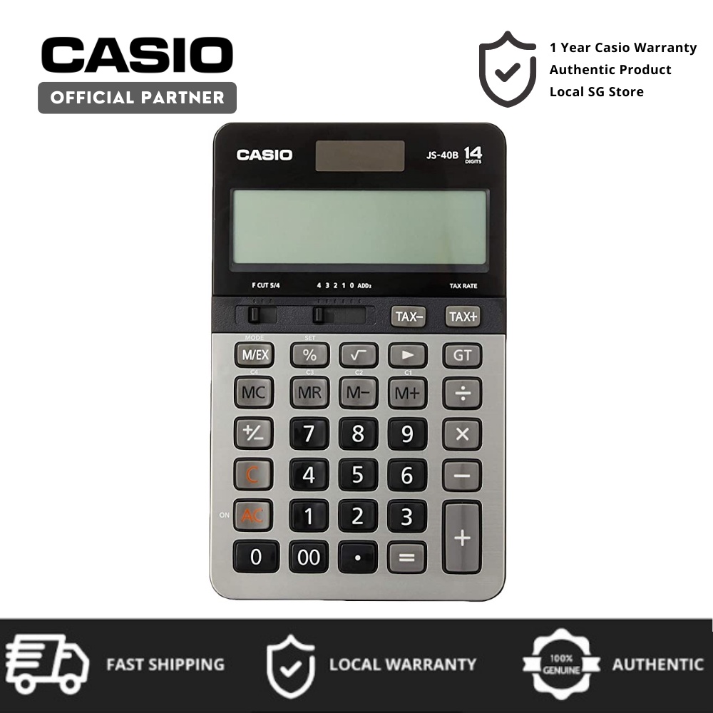 Casio JS-40B Heavy Duty Calculator Extra Large Display 14 Digits Tax & Exchange(1 Year Local ...