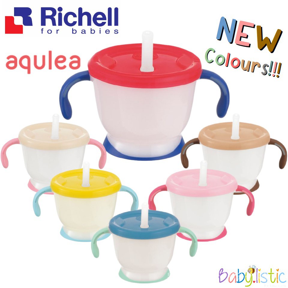 Richell AQULEA Straw Training Mug (150ml) - 6 mths & up | Shopee Singapore