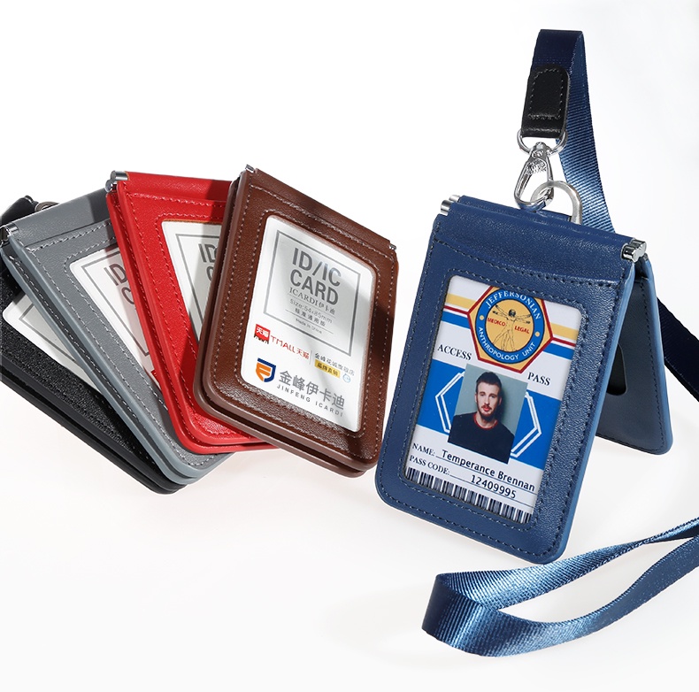 NEW Top Grade Genuine Leather ID Badge Holder Business Cards Holders ...