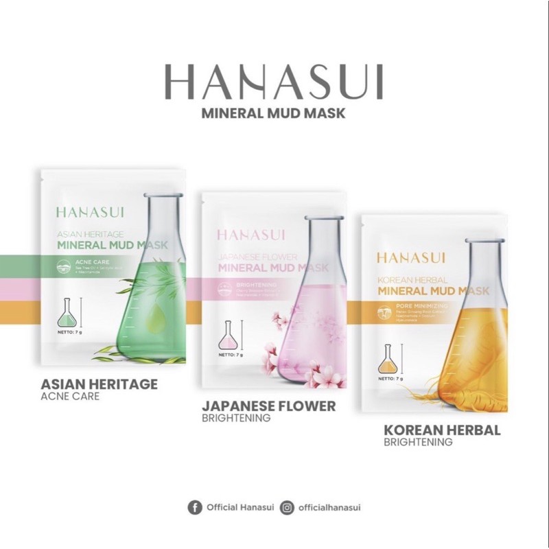 Hanasui Mask Mineral Mud Mask Korean Herbal/Japanese Flower/Asian ...