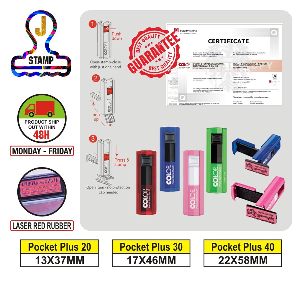 COLOP Cop Nama Stamp Pocket Stamp Chop Custom Stamp Chop Cop Nama Cop ...