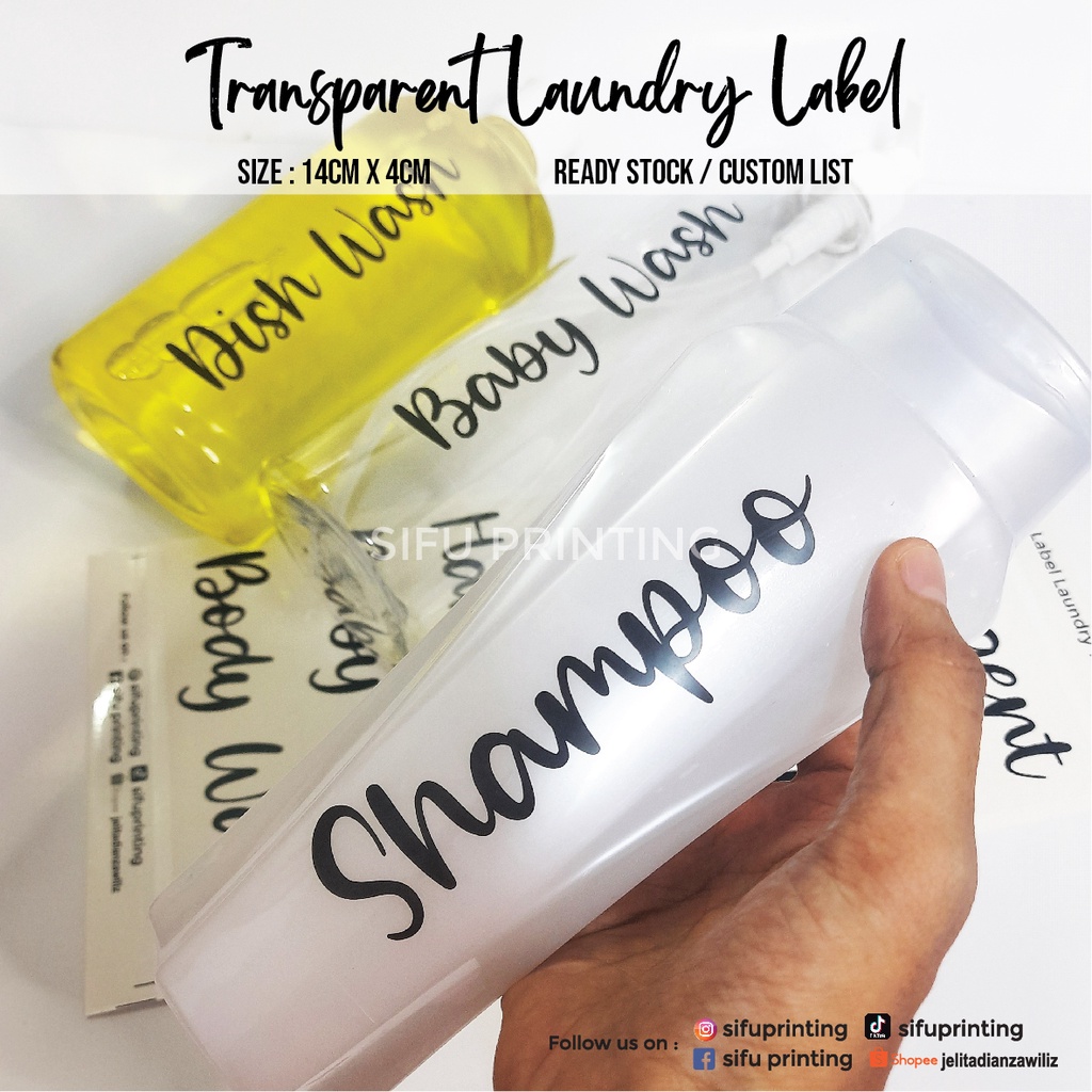 Transparent Laundry Label | / Custom List | Waterproof | 14cm x 4cm ...